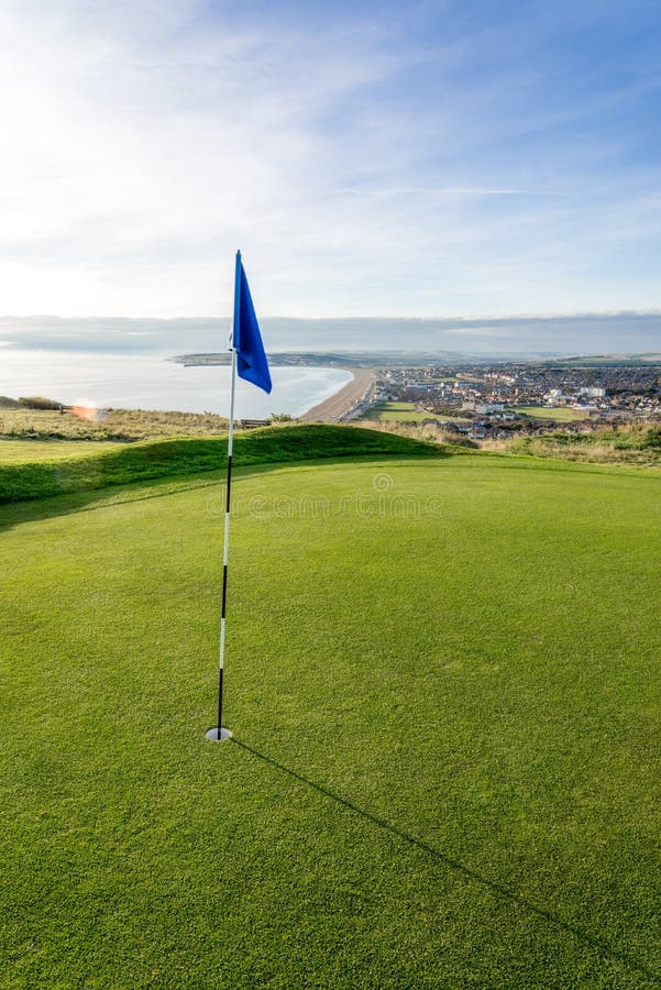 Golf Course Above Beach with Seaside View Stock Image - Image of green ...