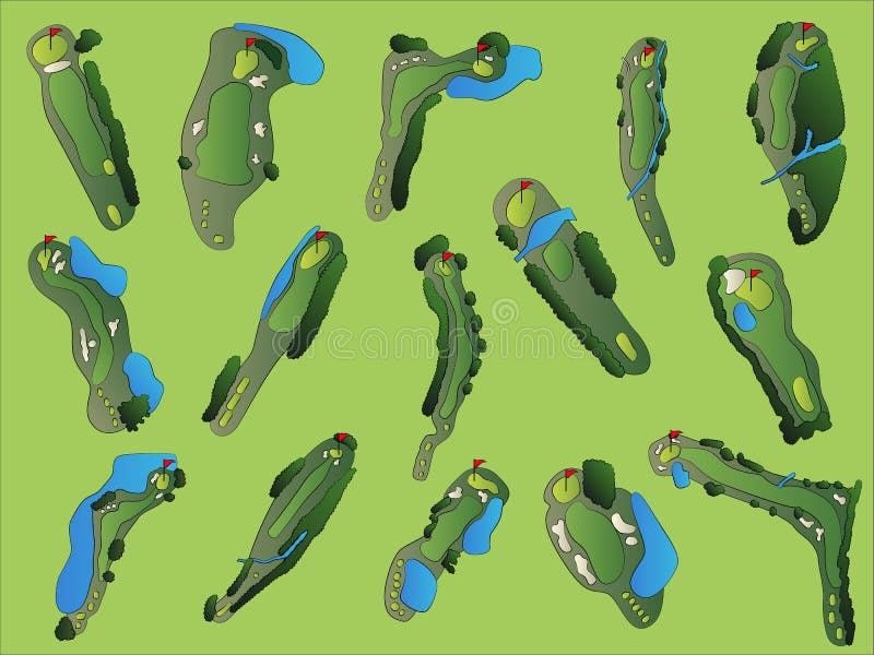 3D Golf Course Hole Layouts Stock Illustration - Illustration of ...