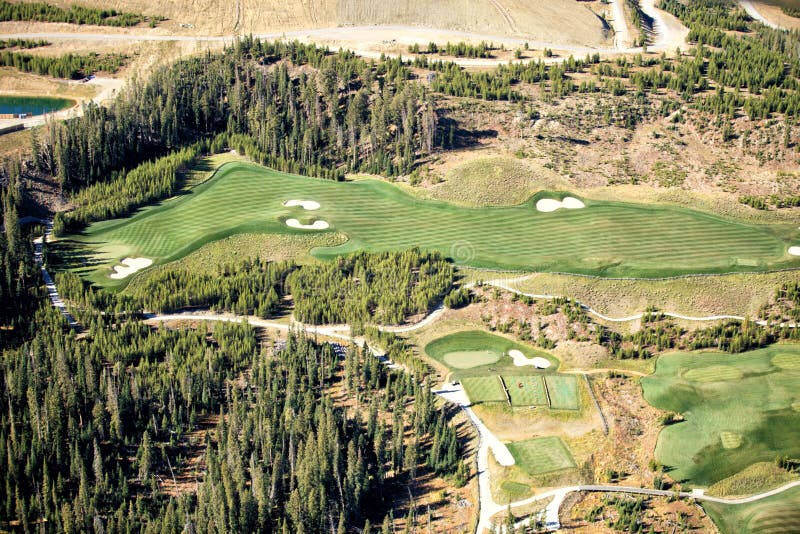 An Aerial View of a Golf Course. Stock Image - Image of leisure, sand ...