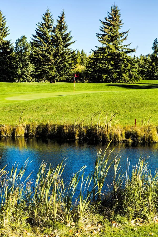 Golf Course in Autumn stock image. Image of fairway, pole - 33933769