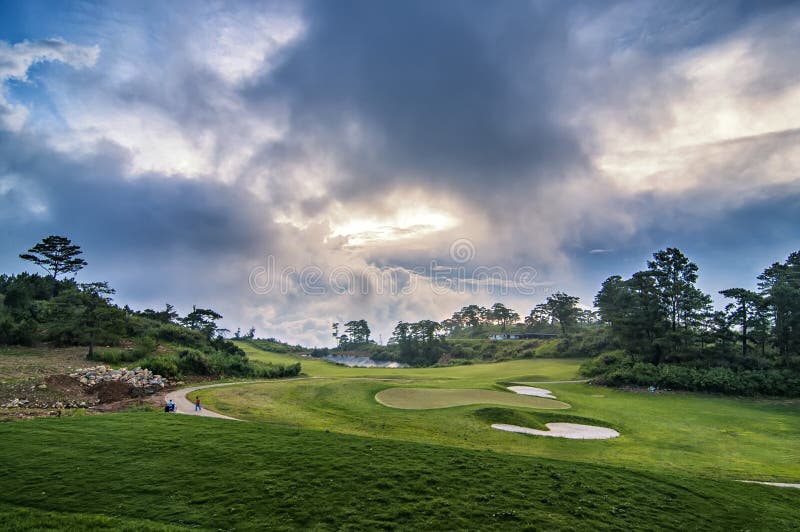 Golf course stock photo. Image of golf, sunset, city - 51057374
