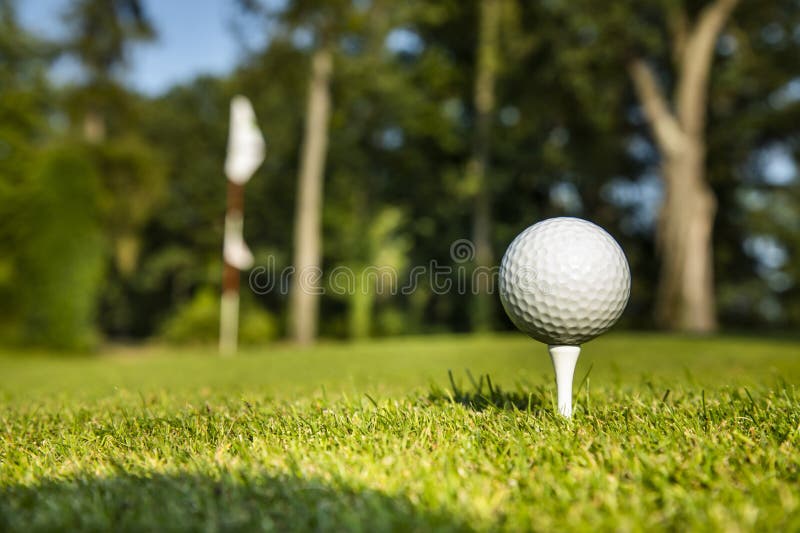 .Golf Course with Ball and Grass Stock Image - Image of lawn, game ...