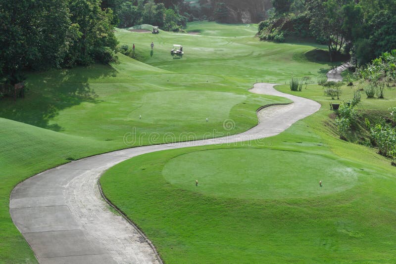 Golf Course with Buggy Lane Stock Image - Image of walkway, teeing ...