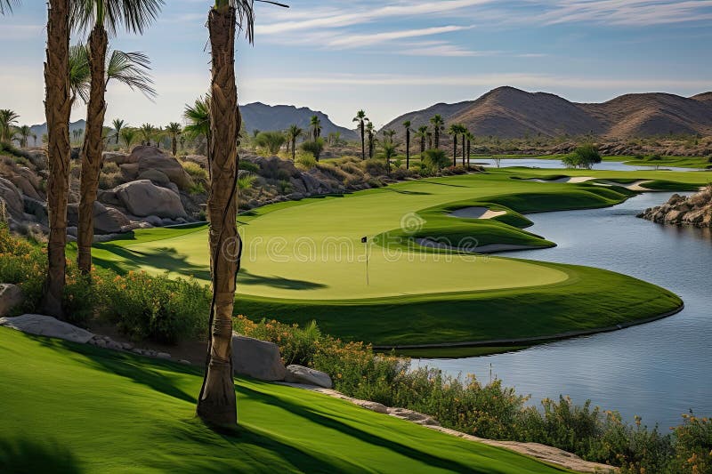 Golf Course in California, USA. Beautiful Golf Course with Green ...