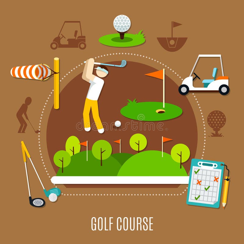 Golf flat set stock vector. Illustration of elements - 48892936