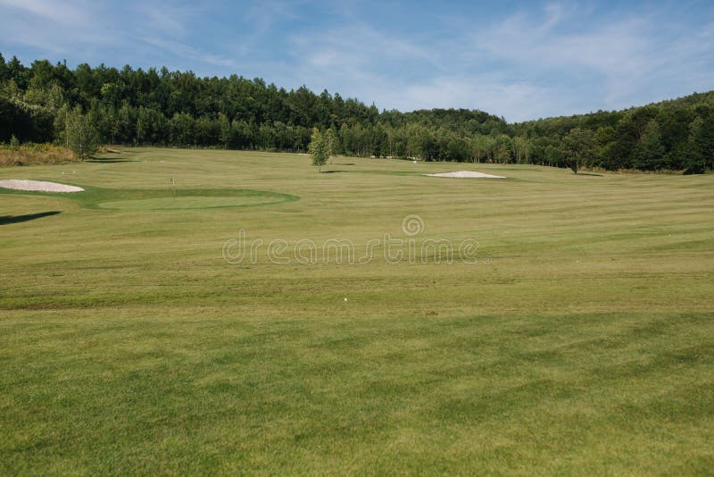 Golf Course in Cuntryside. Sun Set in Summer Evening Stock Photo ...