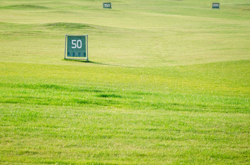 Golf Course with Distance Tags Stock Photo - Image of hobby, bunker ...