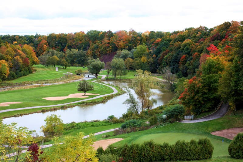 Golf Course in the Fall stock image. Image of colors - 16326503