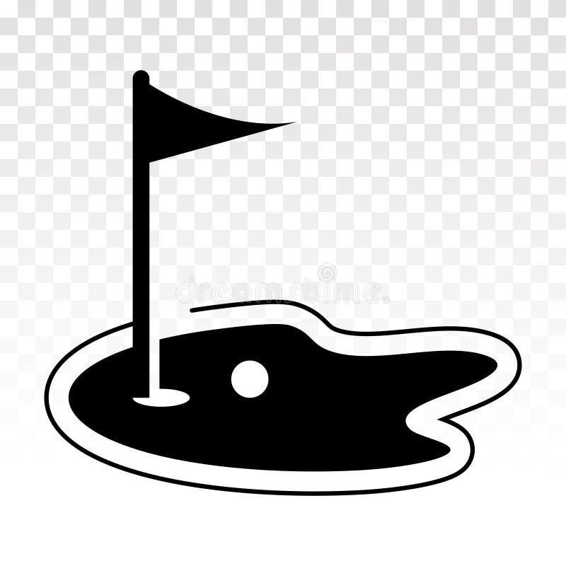 Golf Course with Flag or Flagstick and Golf Ball Flat Icons on a ...