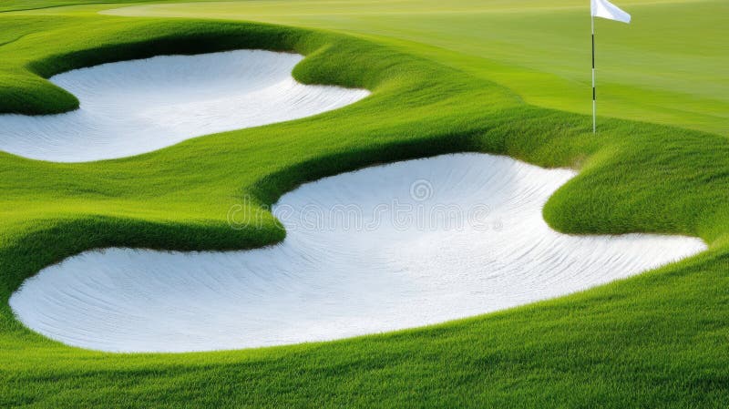A Golf Course with a Flag and Two White Sand Traps, AI Stock Image ...