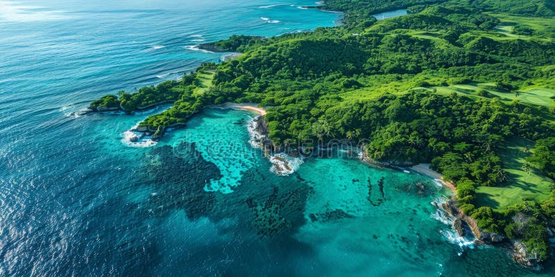 Golf Course Floating in the Ocean. Generative AI Stock Illustration ...