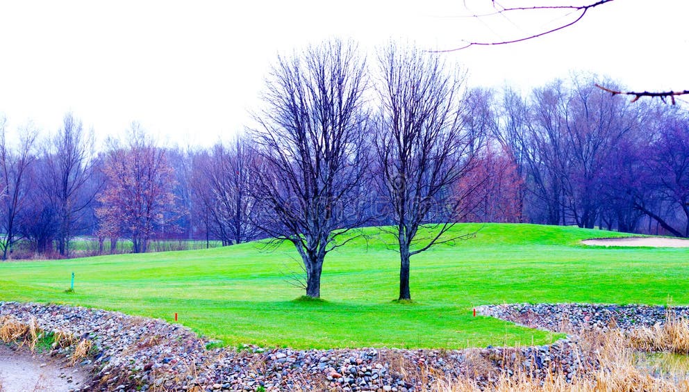 Golf Course Getting Ready for the Season Stock Photo - Image of grey ...