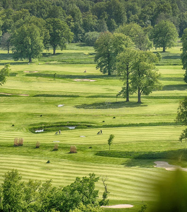 Golf Course with Gorgeous Green and Fantastic Mountain View Stock Image ...