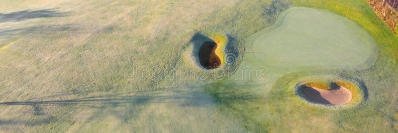 Golf Course Green Aerial View and Two Players Stock Photo - Image of ...