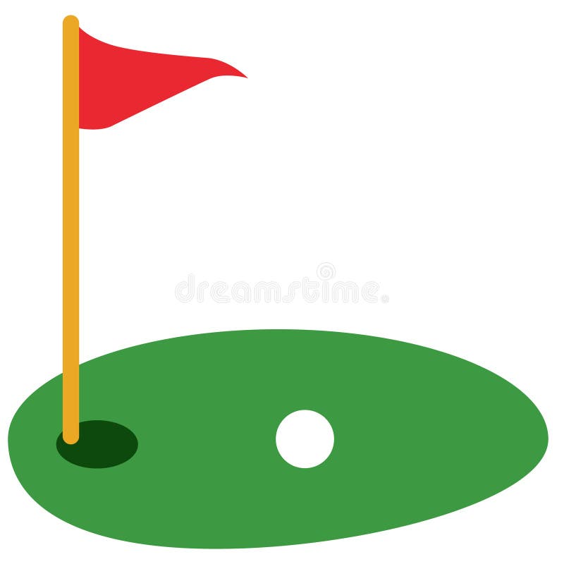 Golf Course Green With Flag Icon Flagstick And Golf Ball Sign Golf
