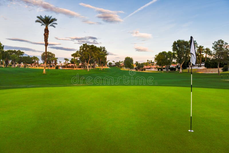 Golf Course Green with Flag Stick Stock Image - Image of sports, flag ...