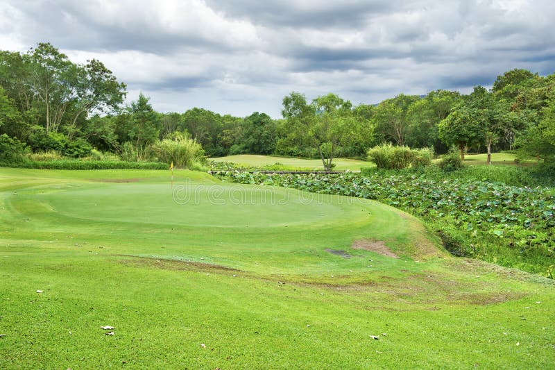 Golf course from dry land stock photo. Image of green - 20388406