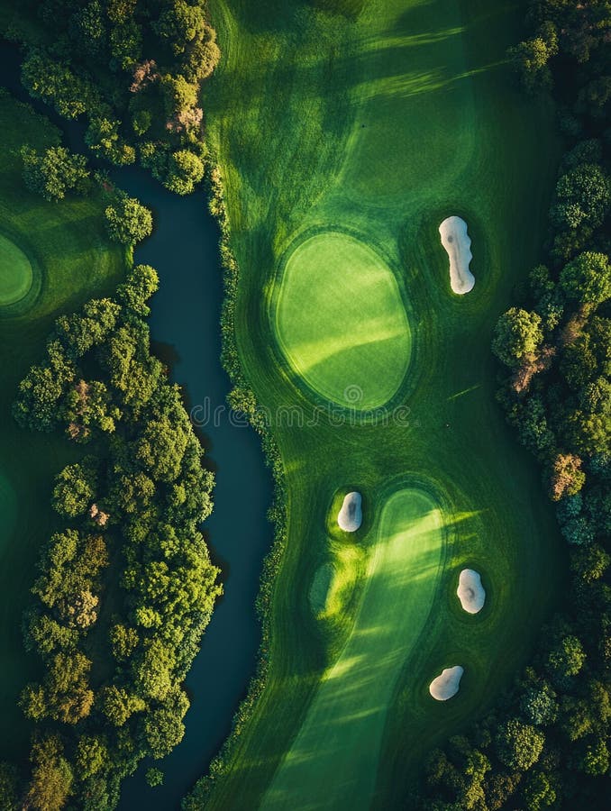 Golf Course Hole with Ponds Stock Photo - Image of sport, equipment ...
