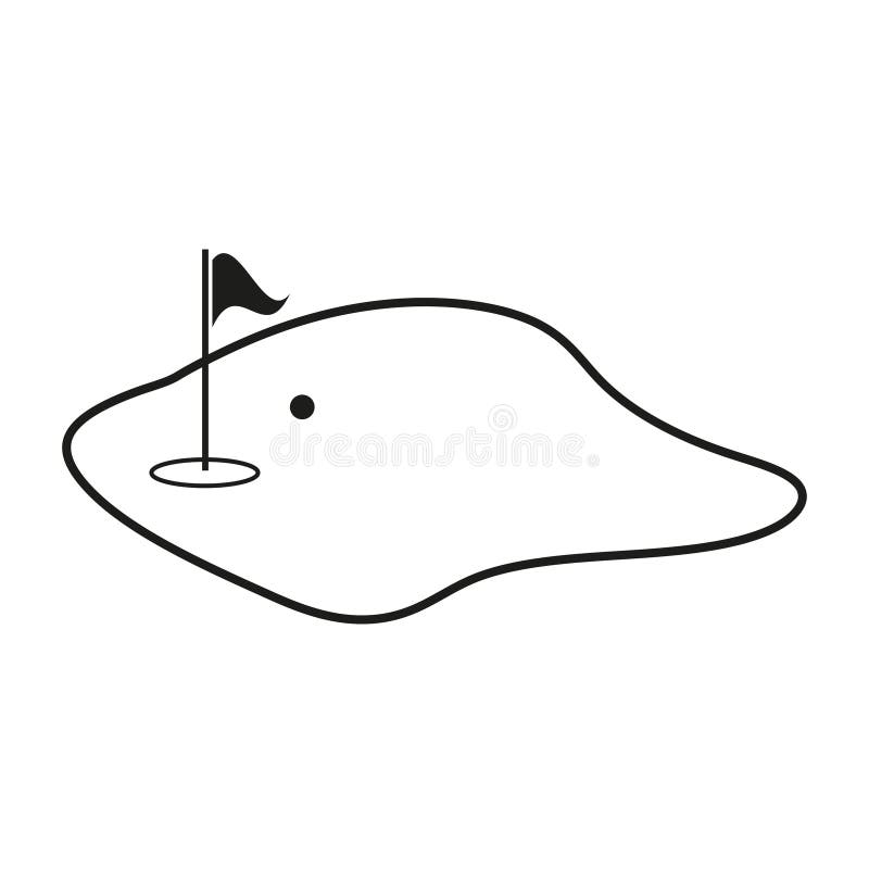 Golf Course Icon. Black Outline Vector. Flag and Hole. Simple Design ...