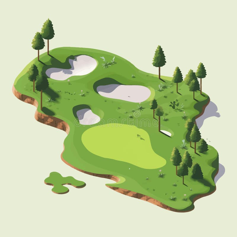 Golf Course Isometric Vector Flat Minimalistic Isolated Illustration ...