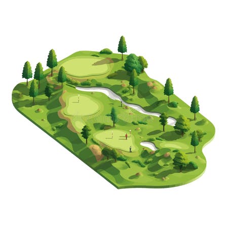 Golf Course Isometric Vector Flat Minimalistic Isolated Illustration ...