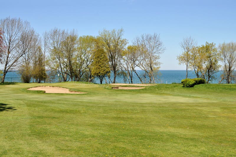 Golf Course with a Sand Trap Stock Image - Image of recreation, spring ...