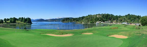 Golf course by lake stock photo. Image of idyllic, angle - 6662950