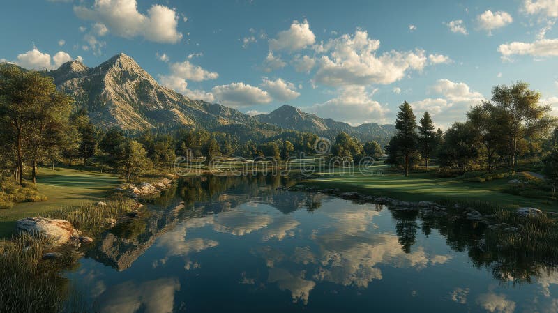 Golf Course Landscape, Aerial View Stock Illustration - Illustration of ...