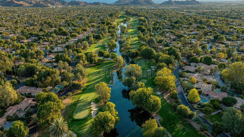 Golf Course Landscape, Aerial View Stock Illustration - Illustration of ...