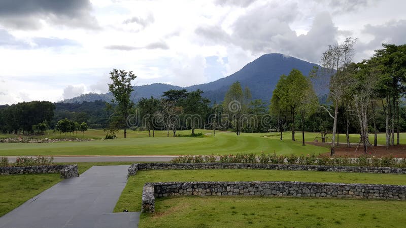 Golf Course Landscape in the Goodday Stock Image - Image of tree, lawn ...