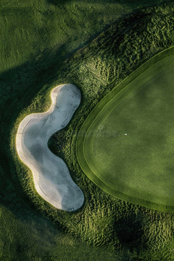 Golf Course Landscape with a Green and a Sand Trap Stock Image - Image ...