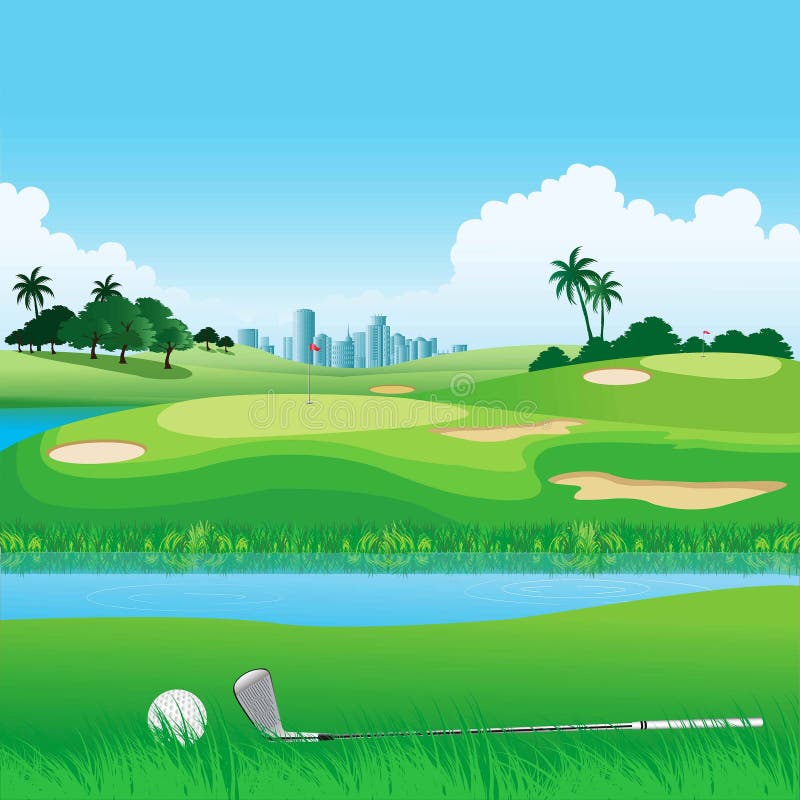Golf Course on the Landscape Stock Vector - Illustration of golf, green ...