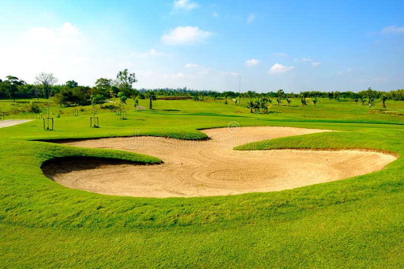 Golf Course Landscape Sand Bunker Stock Image - Image of golfing ...