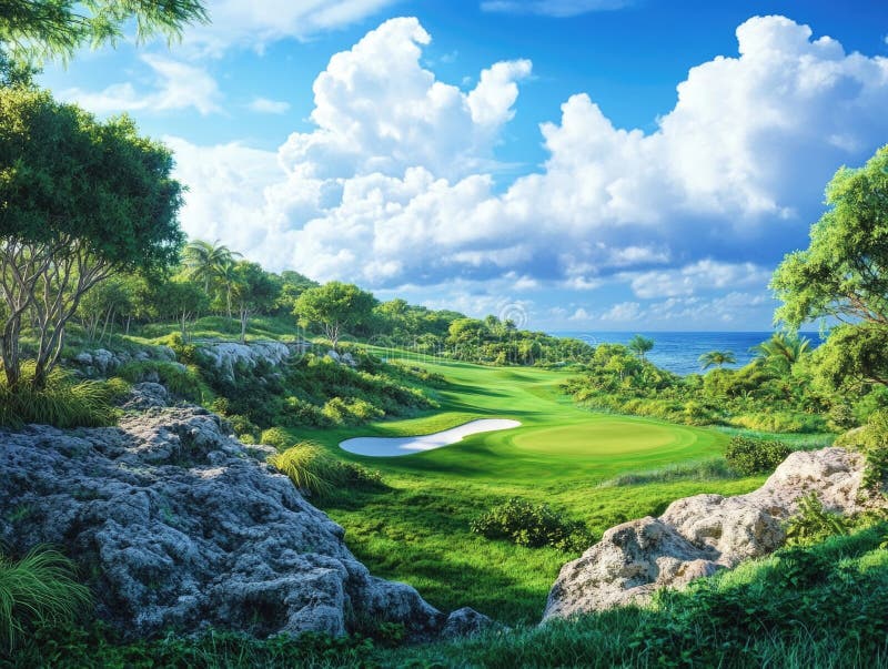 Golf Course Landscape stock photo. Image of water, trees - 376927990