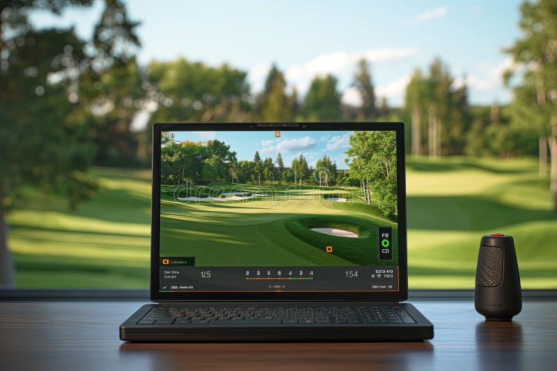 Golf Course on the Laptop Screen of a Personal Computer. Golf Simulator ...