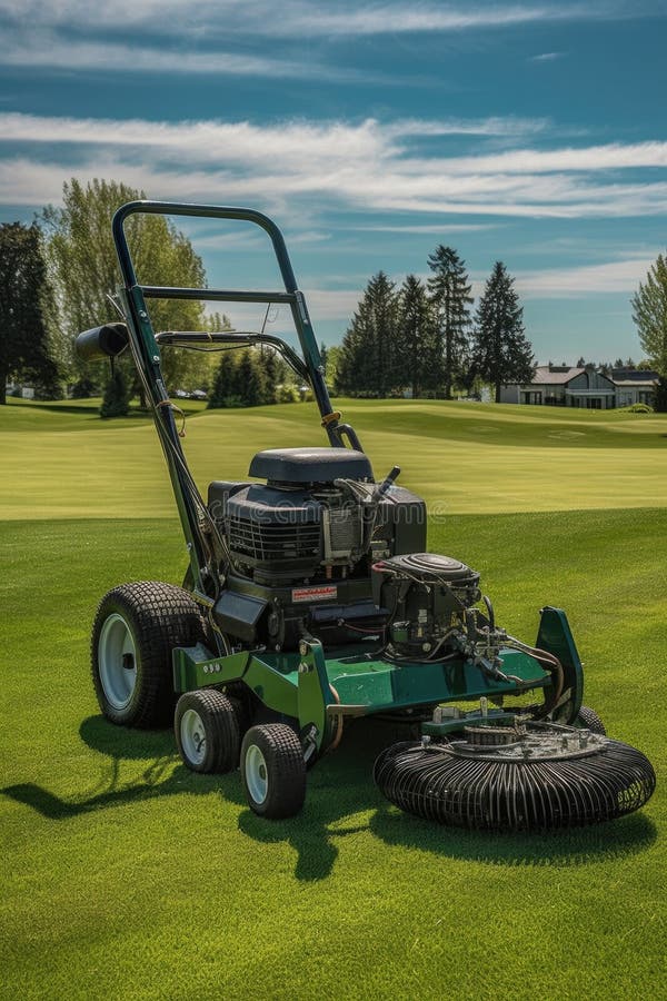 Golf Course Maintenance Equipment on the Green Stock Illustration ...