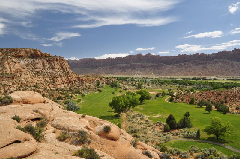 Golf Course in Moab Utah stock photo. Image of golf, trees - 16946476