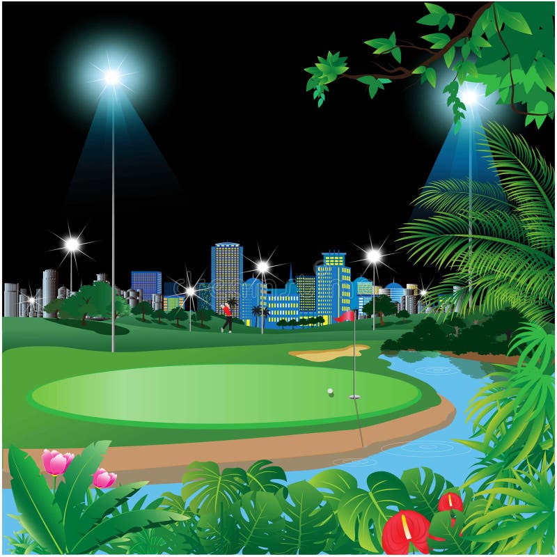 Night Golf stock illustration. Illustration of equipment - 26318305