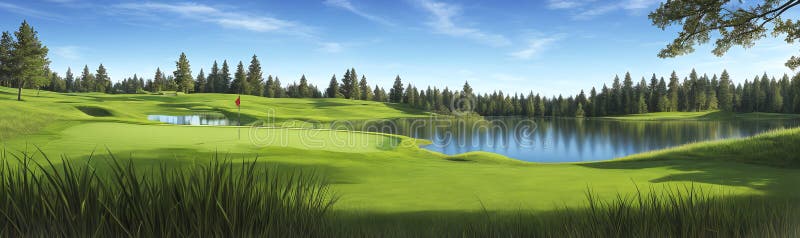 Golf Course, Panoramic View. Generative AI Illustration. Stock ...