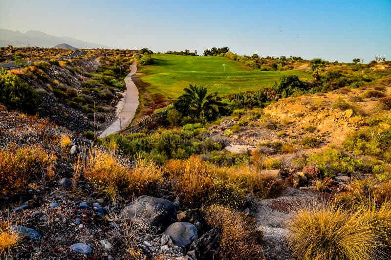 A Golf Course with a Path Leading To it Stock Image - Image of horizon ...