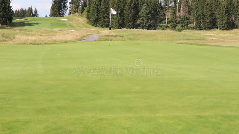 Golf Course Flag Putting Practice Area Stock Image - Image of lighting ...