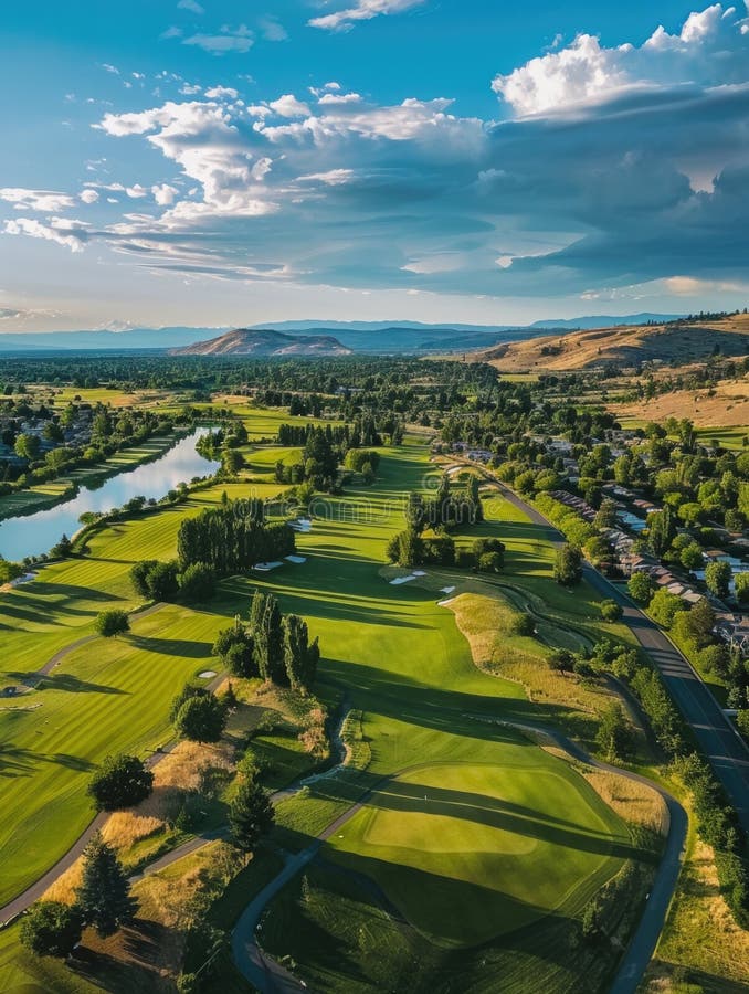 Golf Course with River stock photo. Image of grass, tranquility - 372277044