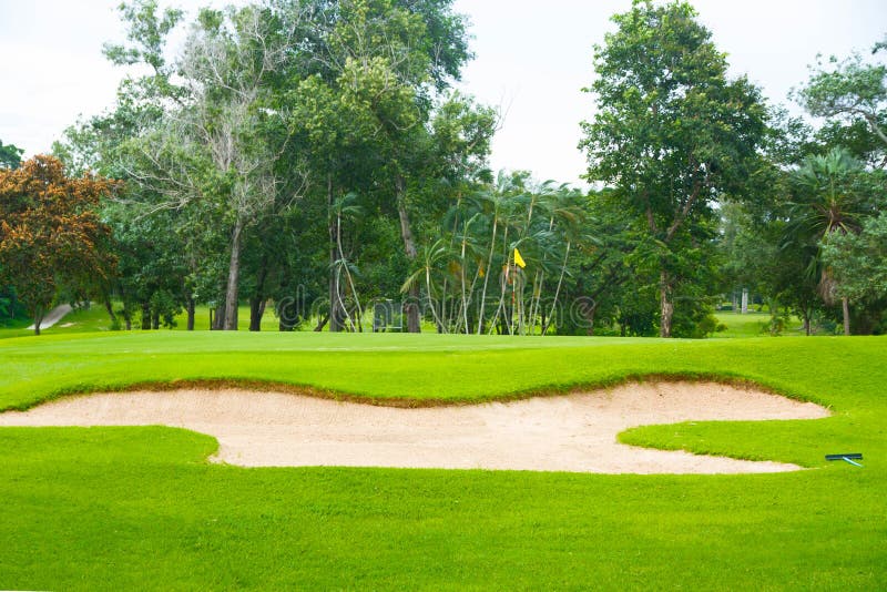 Golf Course with Sand Bunker Stock Image - Image of club, natural ...