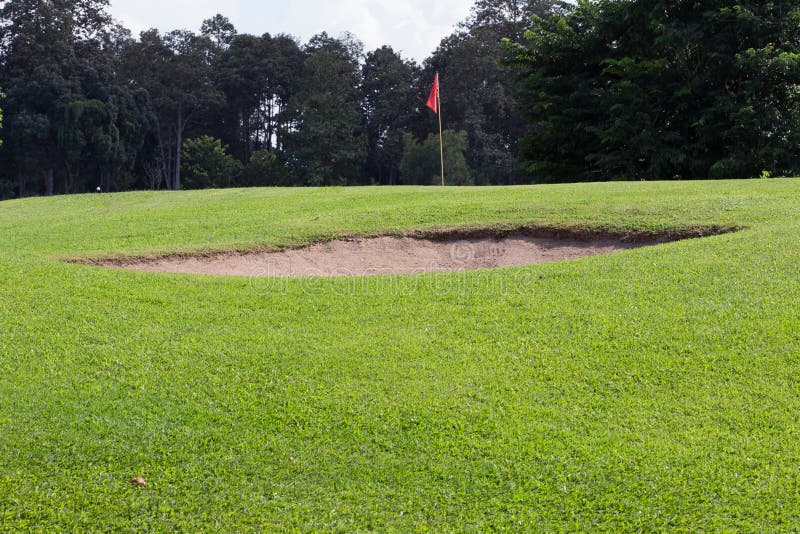Golf Course with Sand Bunker Stock Image - Image of landscape, scene ...