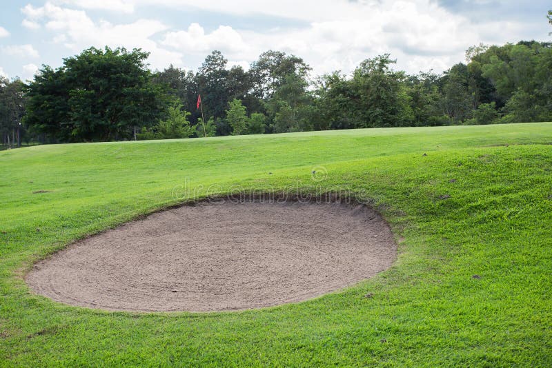 Golf Course with Sand Bunker Stock Photo - Image of landscape, plant ...