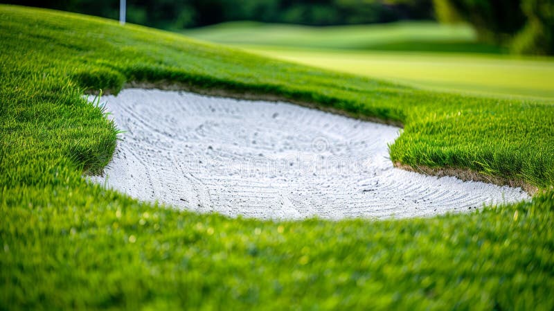 Golf Course Sand Bunker with Pristine Green Grass, Generative AI Stock ...