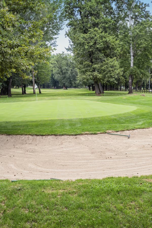 Golf Course with Sand Bunkers 2 Stock Photo - Image of fresh, club ...