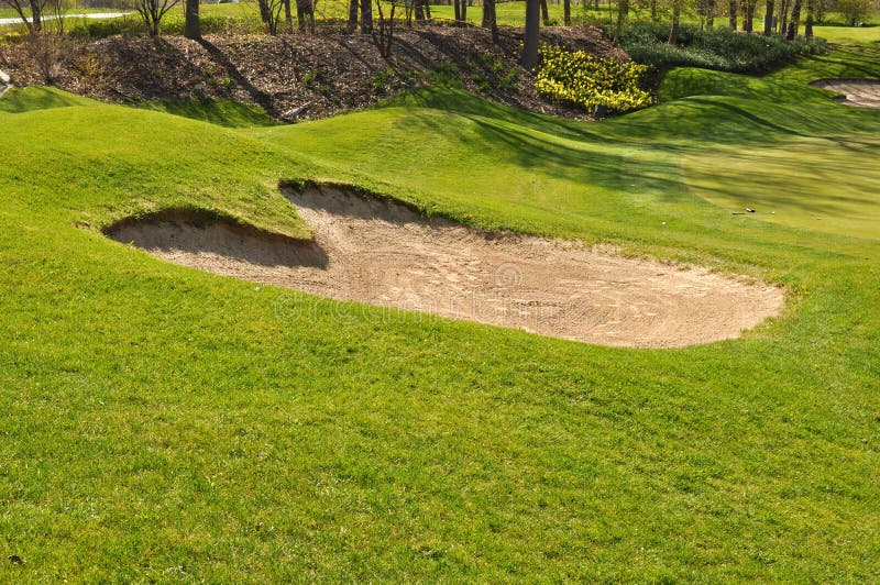 Golf Course with a Sand Trap Stock Image - Image of recreation, spring ...