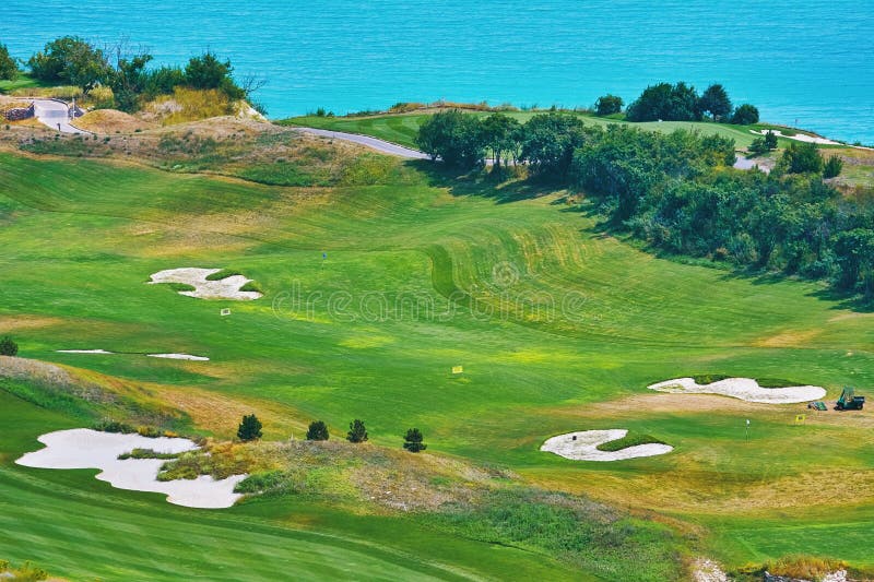 Golf Course on the Sea Shore Stock Image - Image of sport, landscape ...