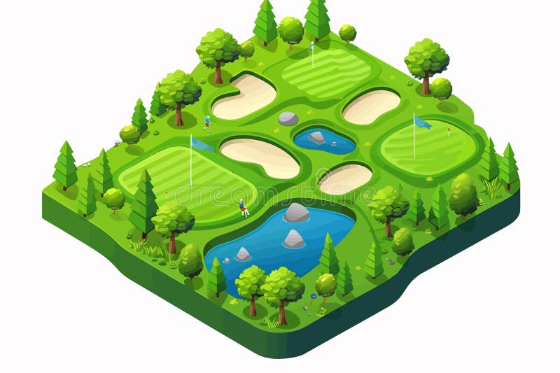 Golf Course Set Isometric Isolated Stock Vector - Illustration of ...